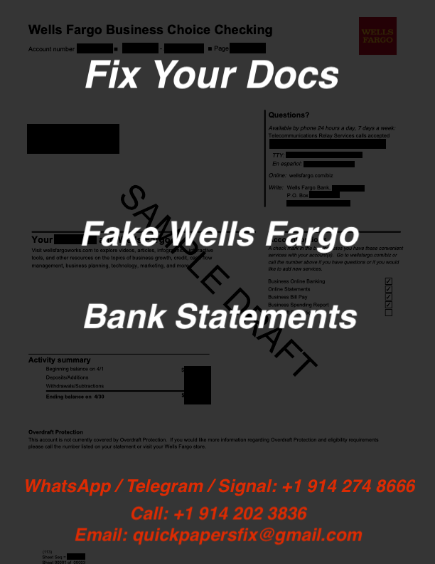 Wells Fargo Fake Bank Statement - Fake Bank Statement